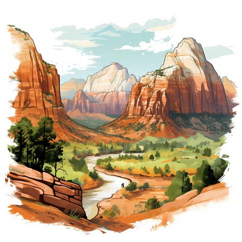 Zion National Park Watercolor Sketch Art Bundle Zion National Etsy