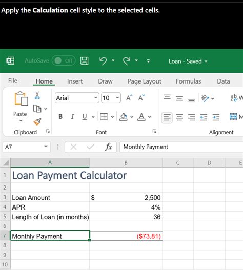 Apply The Calculation Cell Style To The Studyx
