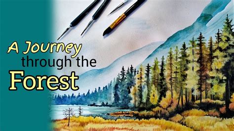 Calming Watercolor Tutorial Forest Painting Watercolor Landscape 🌲