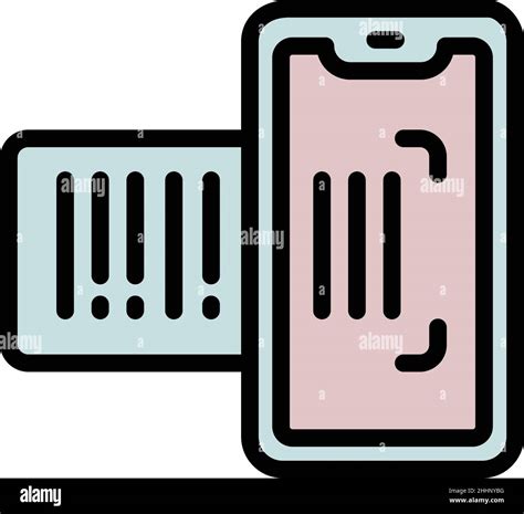 Phone Scan Qr Code Icon Outline Vector Mobile Smartphone Hand Scanner