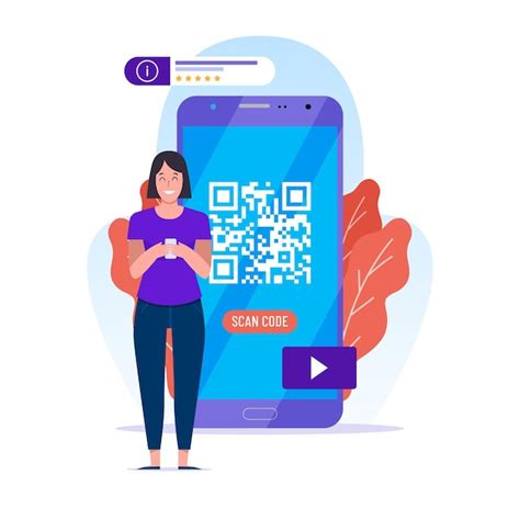 free vector qr code scanning concept with characters