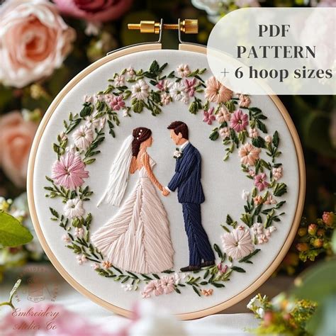 Wedding Embroidery Pdf Pattern Groom And Bride Hand Embroidery Design