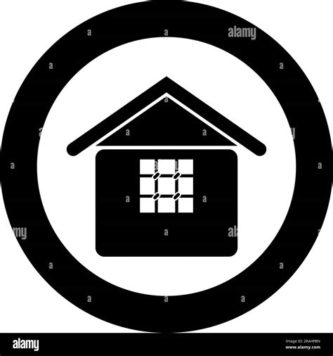 Prison Jail Gaol House With Grate On Window Citadel Home Icon In Circle Round Black Color Vector