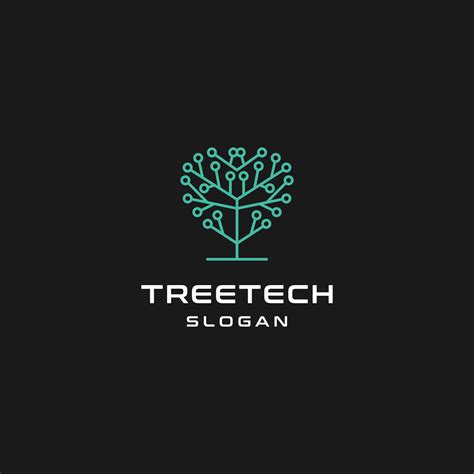 Tree Tech Logo Icon Flat Design Template Vector Art At Vecteezy