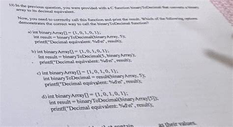 Solved Array To Its Decimal Equivalent Demonstrates The