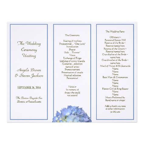 Free Tri Fold Wedding Program Template Free Templates Printable