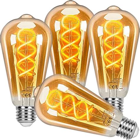 Dexnump 4 Pack Vintage E27 Led Bulbs Dimmable St64 Edison Vintage Warm