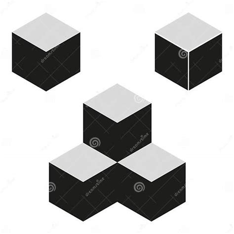 Isometric Cube Pattern Geometric 3d Shape Modern Block Vector Black