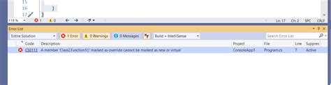 C Error Cs0113 A Member Function Marked As Override Cannot Be Marked As New Or Virtual