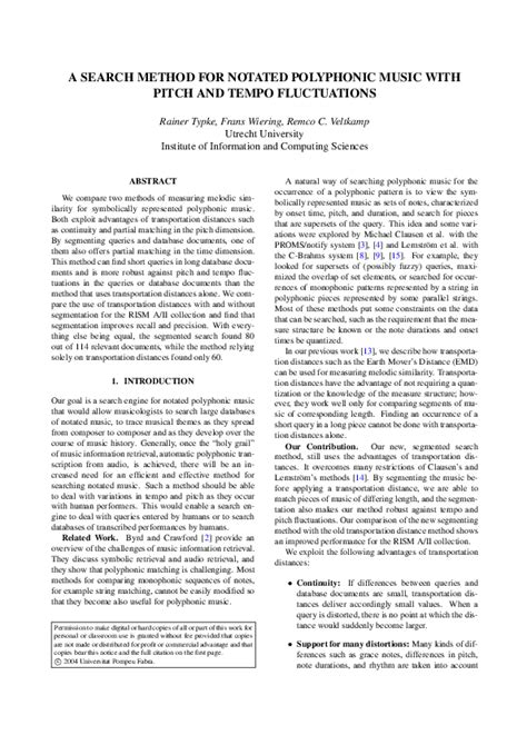 Pdf A Search Method For Notated Polyphonic Music With Pitch And Tempo Fluctuations