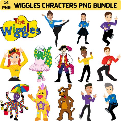 14 Wiggles Characters Png Bundle Colorful Music Party Clipart Set