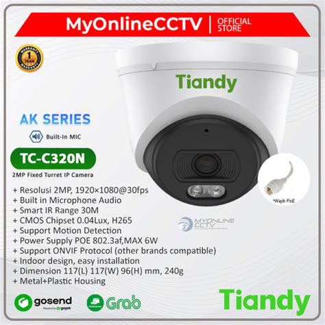 Jual Ip Camera Cctv Poe Tiandy Tc C320n 2mp Audio Ak Series Indoor