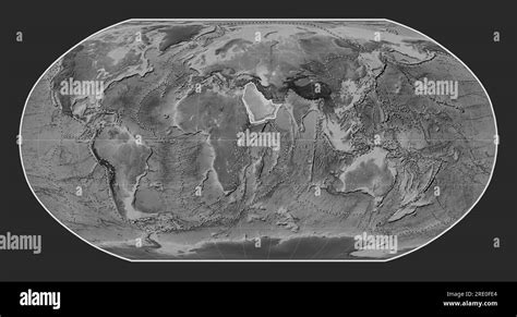 Arabian Tectonic Plate On The Grayscale Elevation Map In The Robinson Projection Centered