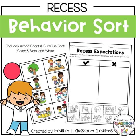 Recess Expectations Behavior Sort Anchor Chart Cut And Glue Colorbw