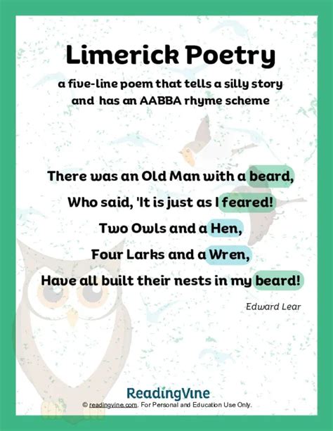 Limerick Poem Examples And Activities Readingvine