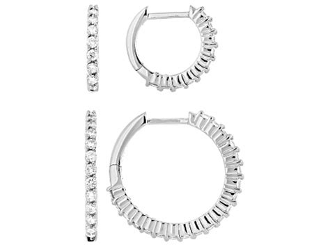 White Lab Grown Diamond H Si Platinum Over Sterling Silver Set Of 2