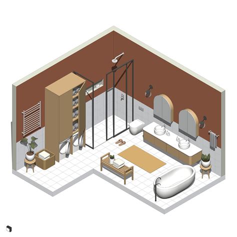 3d Model Revit Scandinavian Bedroom And Bathroom Toffu Co