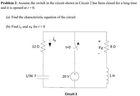 Solved Problem Assume The Switch In The Circuit Shown In Chegg Com