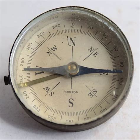 Antique Gilt Metal Cased Pocket Compass Foreign Made Early 20th Century 7 £949 Picclick Uk