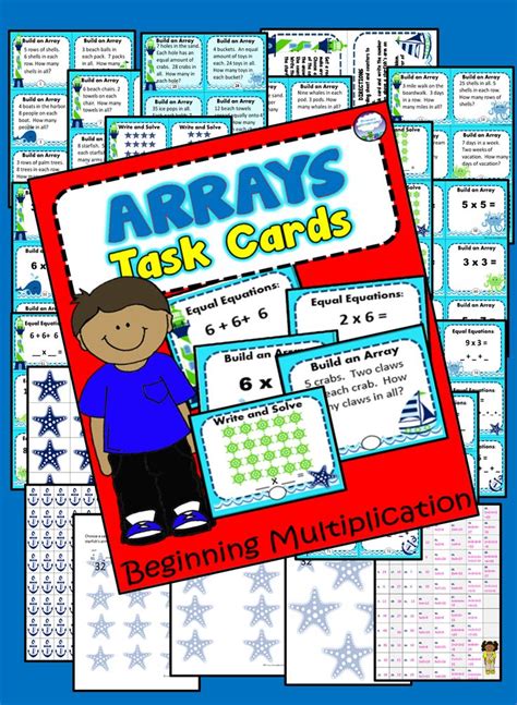 90 Multiplication Array Task Cards With Recording Sheet Ocean