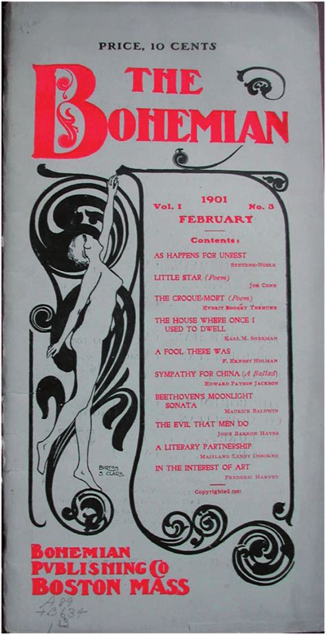 Cover The Bohemian February 1901 Courtesy Of The Yale University