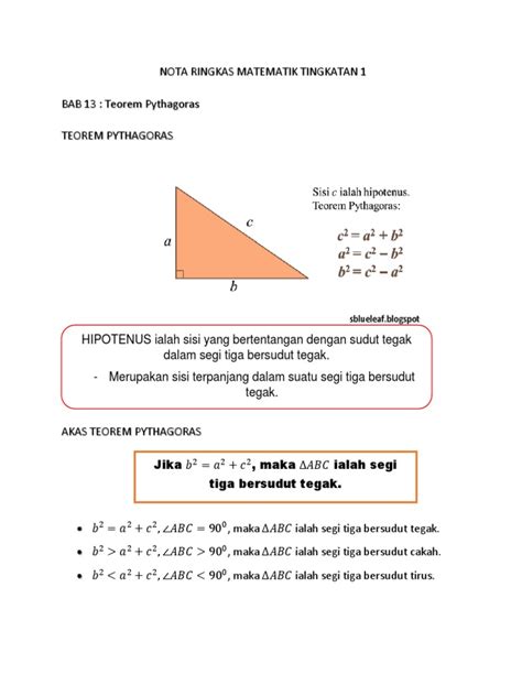 Nota Ringkas Math Ting 1 Bab 13 Pdf