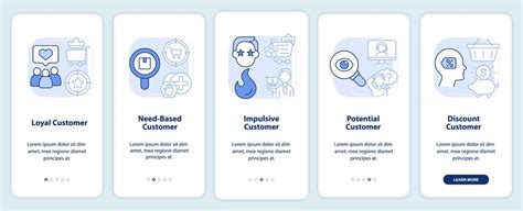 Premium Vector Types Of Customers Light Blue Onboarding Mobile App Screen