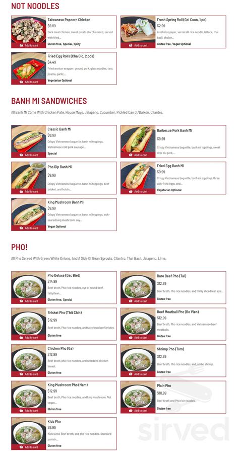 Pho Noodles And Bubble Tea Menu In Fairview Heights Illinois Usa