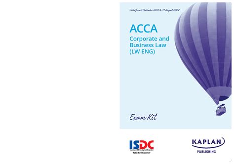 Lw Eng Exam Kit 2021 22 Acca Corporate And Business Law Lw Eng Exam