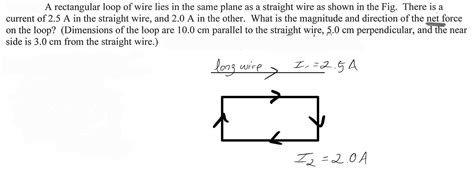 Solved A Rectangular Loop Of Wire Lies In The Same Plane As Chegg