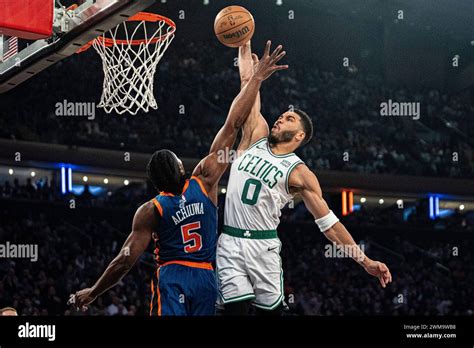Boston Celtics Forward Jayson Tatum 0 Attempts A Dunk Over New York