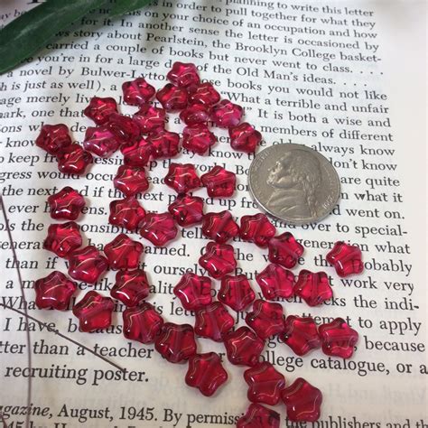Translucent Red Glass Stars 100 Pieces Beadholiday