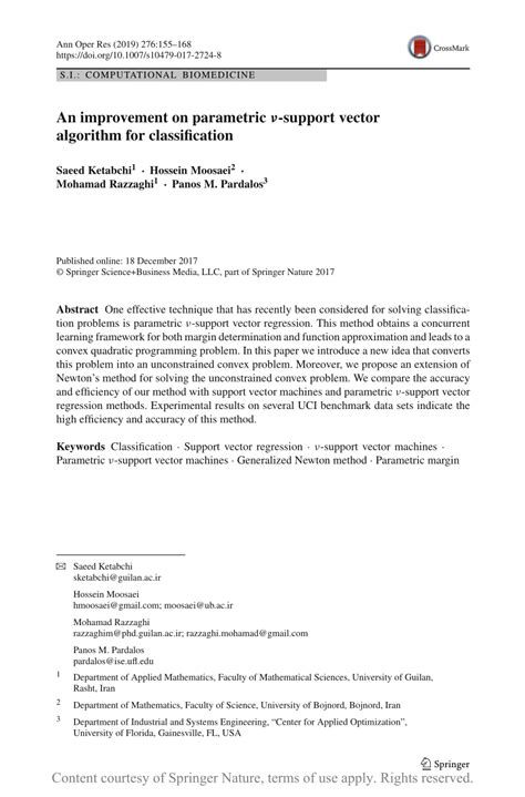 An Improvement On Parametric Nu ν Support Vector Algorithm For