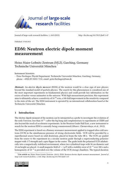 Pdf Edm Neutron Electric Dipole Moment Measurement