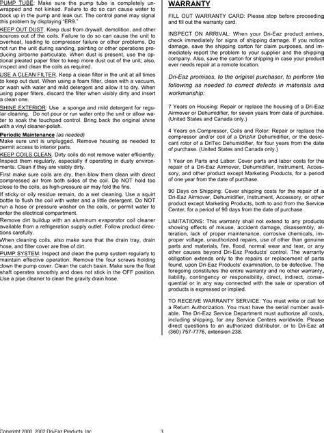 Dri Eaz Drizair 1200 Users Manual 07 002~2