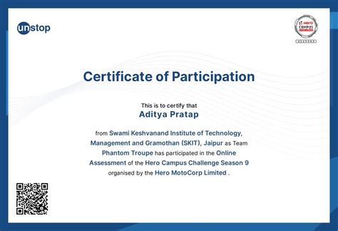 aditya pratap singh on linkedin certificate of participation