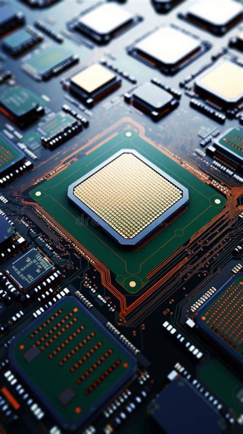 Cpu Assembly Array Of Central Processor Units On Isolated Backdrop Stock Illustration