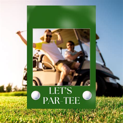 Lets Par Tee Golf Selfie Frame Photo Booth Canva Corporate Golf Theme Party Editable