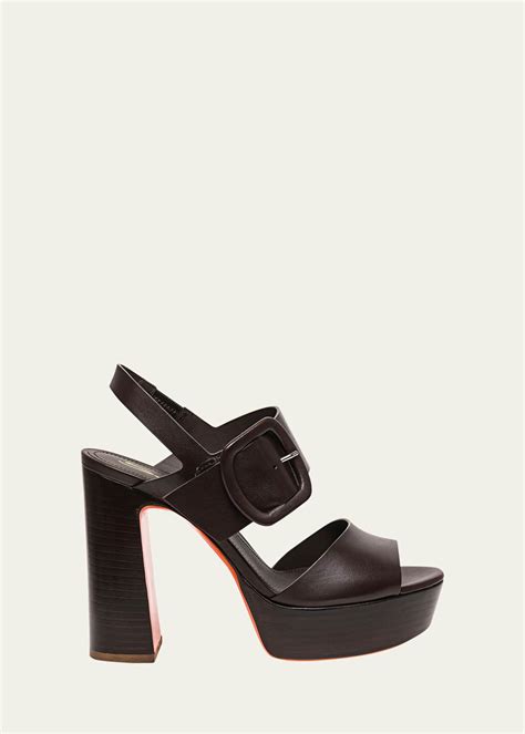 Santoni Bruxel Leather Buckle Platform Sandals Bergdorf Goodman
