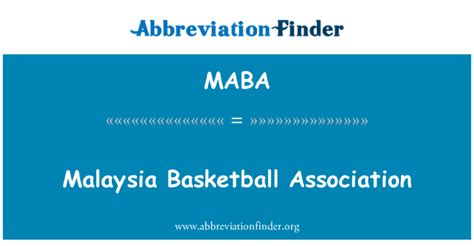 Maba 代表 马来西亚篮球协会 Malaysia Basketball Association