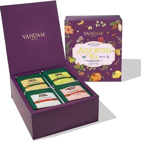 Vahdam Assorted Tea T Sets 25 Flavors 25 Pyramid Tea Bags Tea Bags Variety Pack