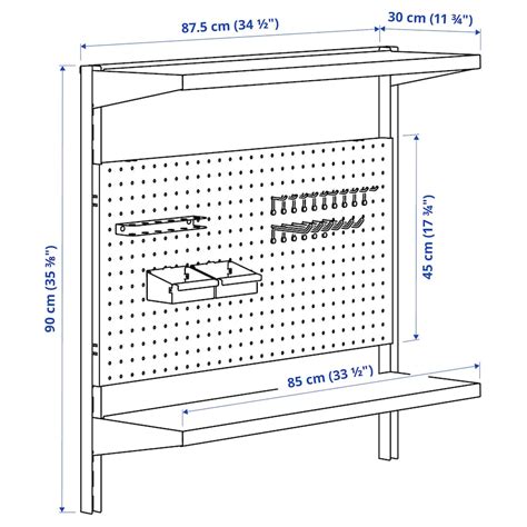 Bror Wall Shelf Combination With Pegboard2 Shelvesblack 88x30x90 Cm Ikea