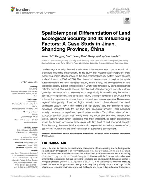 Pdf Spatiotemporal Differentiation Of Land Ecological Security And