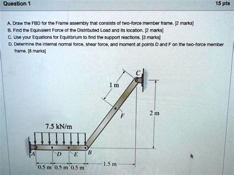Solved Question1 15pts Adraw The Fbd For The Frame Assembly That
