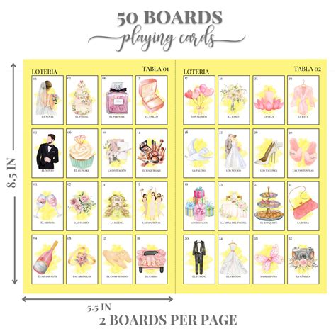 Bridal Shower Bingo In Spanish 50 Cards Wedding Shower Bingo In Sp