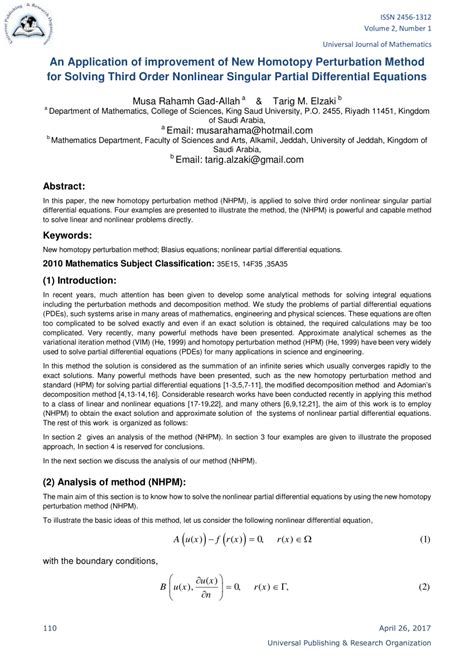 Pdf An Application Of Improvement Of New Homotopy Perturbation Method For Solving Third Order