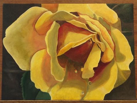 Yellow Rose Acrylic On Canvas Hellen Bakhoff