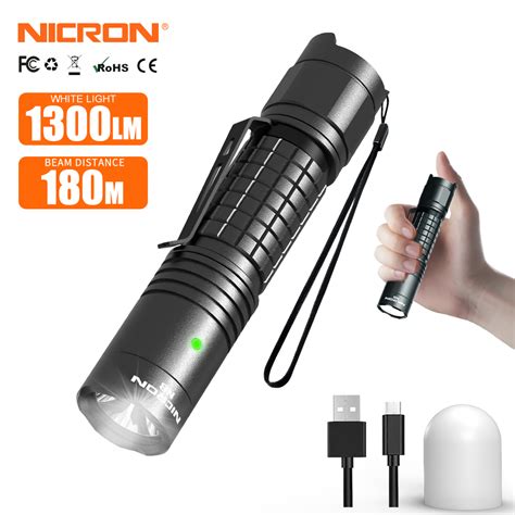 Nicron Flashlight N8 C3 1300 1000lumen Ipx8 Waterproof Led Torch For Hiking Camping Climbing