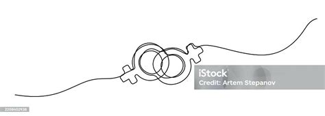 Continuous Thin Line Gender Icon Minimalist Male Female Rights Draw One