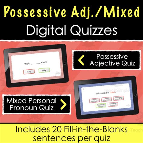 POSSESSIVE ADJECTIVES Fill In The Blanks Activities Digital And